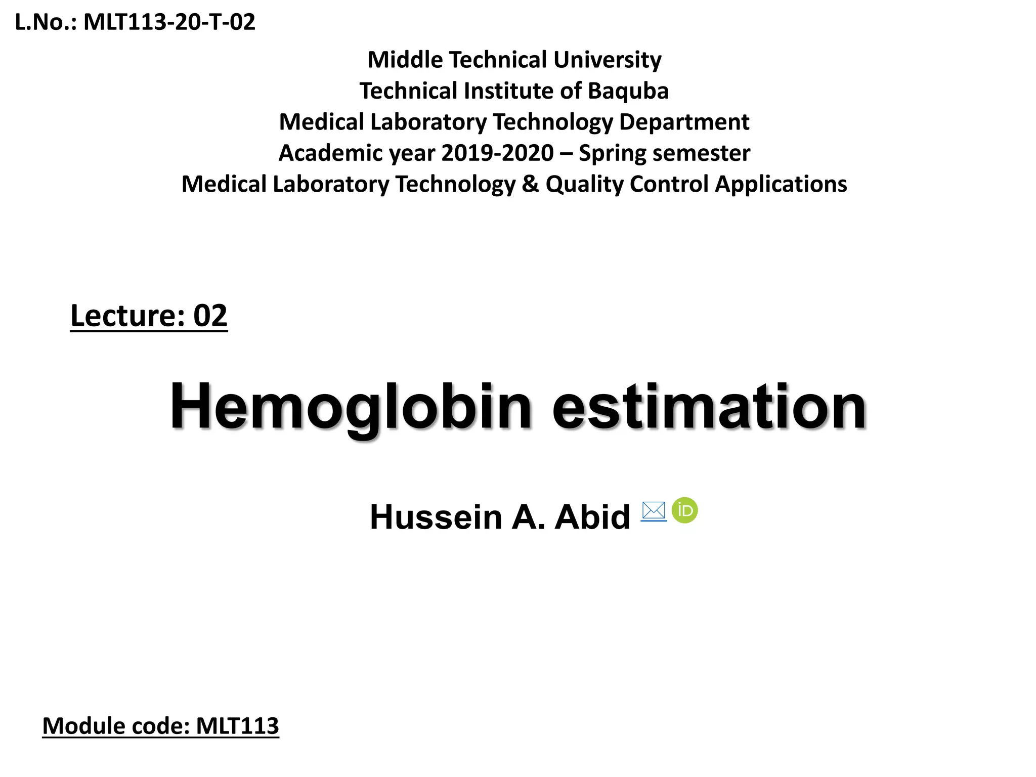 Hemoglobin estimation | PDF