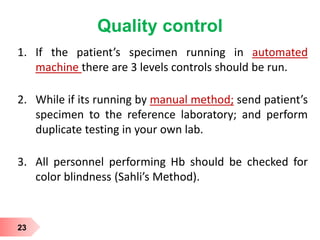 Hemoglobin estimation | PDF