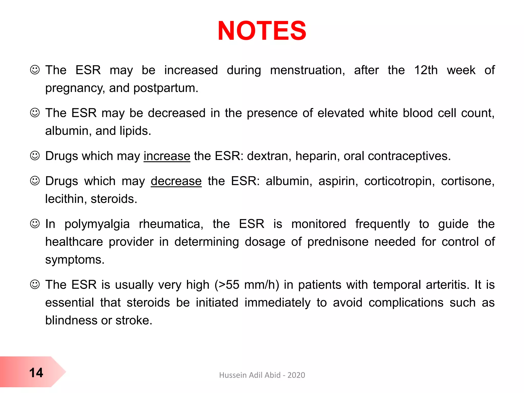 Erythrocyte Sedimentation Rate (ESR) | PDF