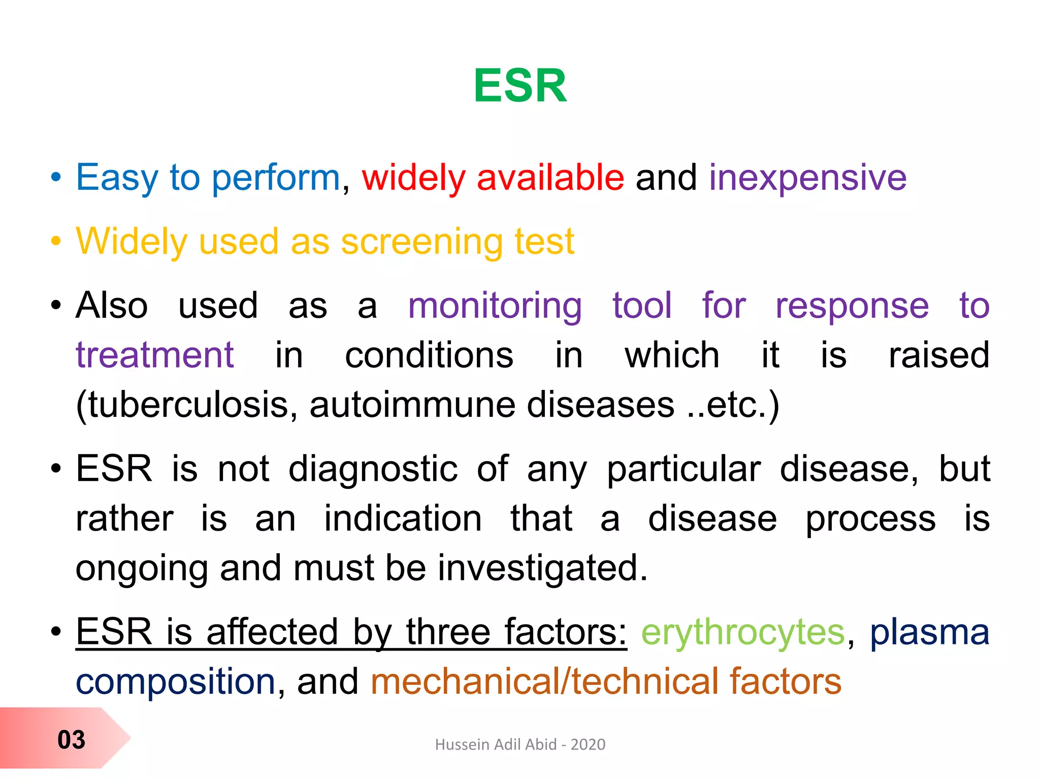 Erythrocyte Sedimentation Rate (ESR) | PDF
