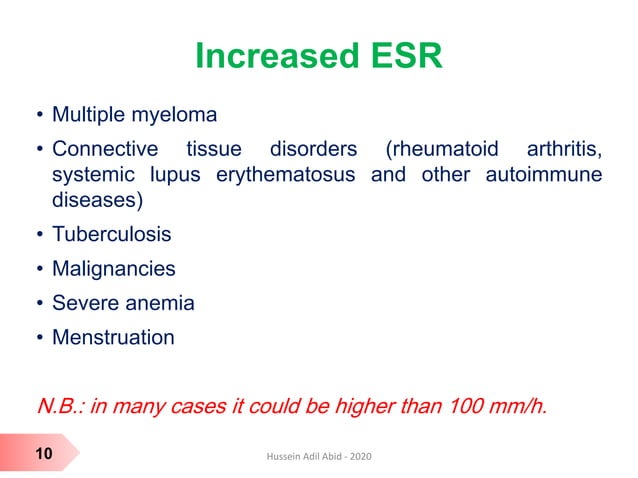 Erythrocyte Sedimentation Rate (ESR) | PDF | Blood Disorders | Diseases ...