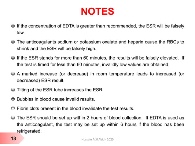 Erythrocyte Sedimentation Rate (ESR) | PDF | Blood Disorders | Diseases and Conditions