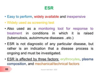 Erythrocyte Sedimentation Rate (ESR) | PDF