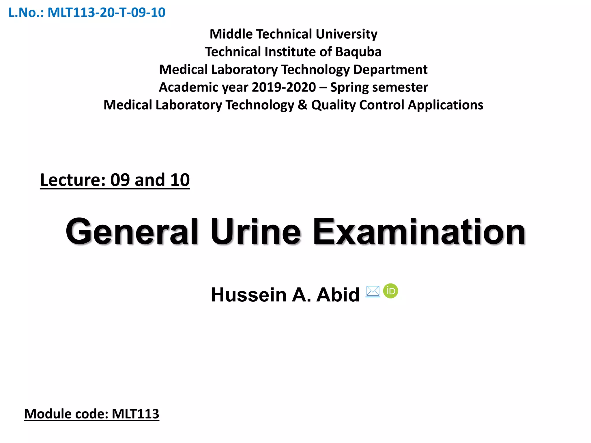 General Urine Examination | PDF