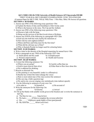 MLT First year perivious question papers | DOC