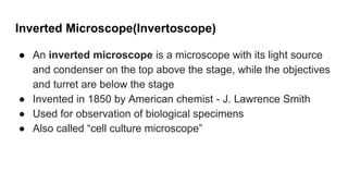 Invertoscope or Inverted microscope - Pathology - MLT | PPTX