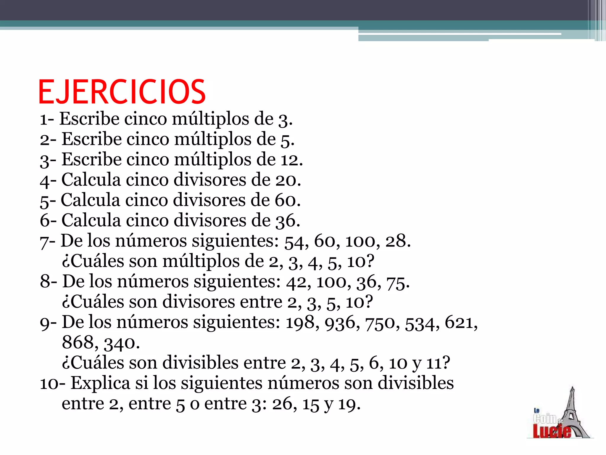 Múltiplos y divisores | PPT