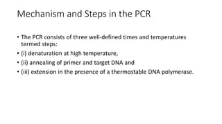 PCR (polymerase chain reaction) lecture. | PPT