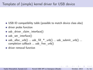 Vasily Khoruzhik - libusb vs linux kernel — сравнение userspace ...