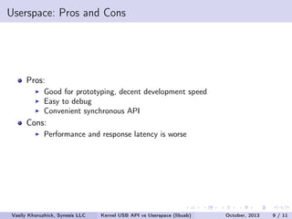 Vasily Khoruzhik - libusb vs linux kernel — сравнение userspace ...