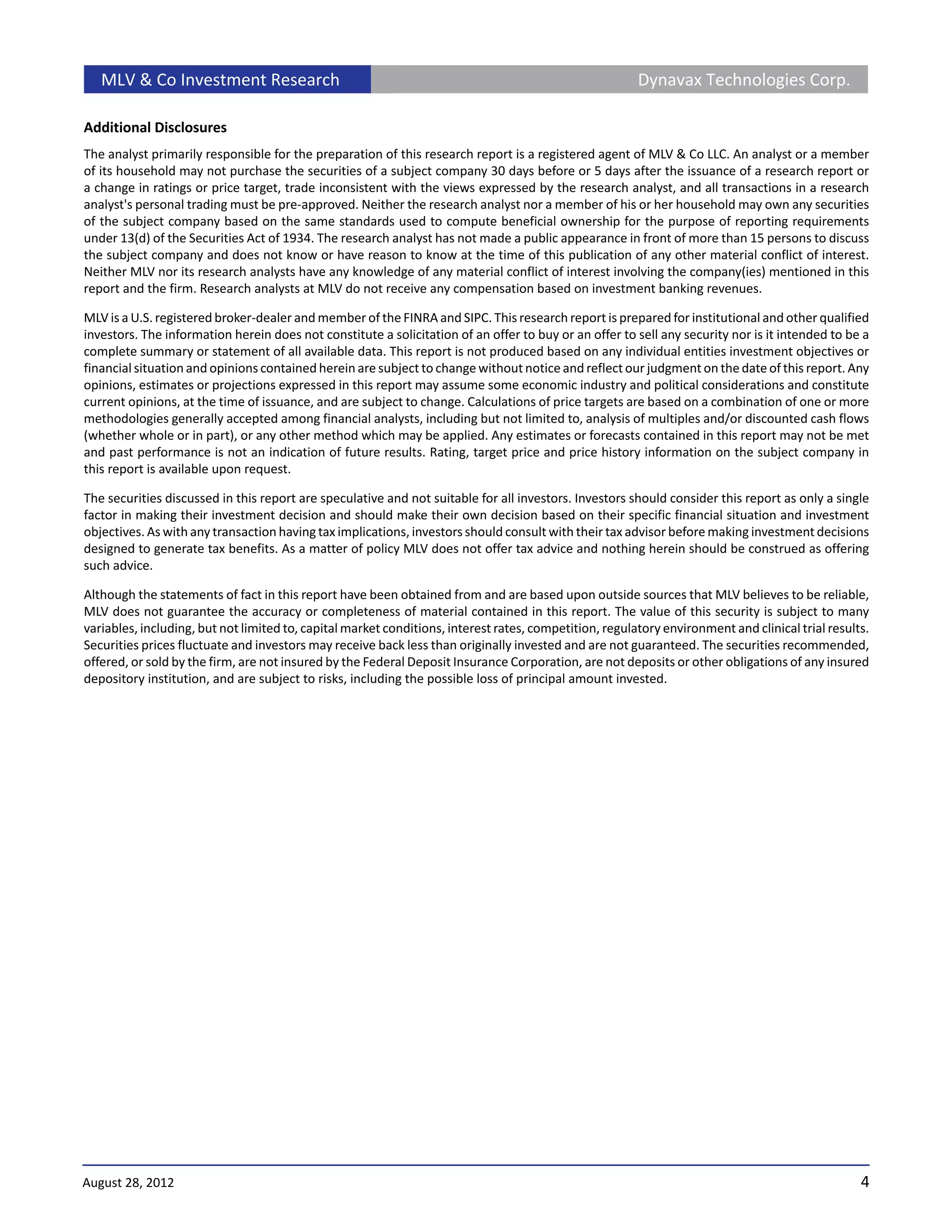 Mlv report on dvax | PDF