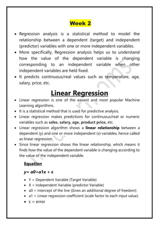 NPTEL Machine Learning Week 2.docx
