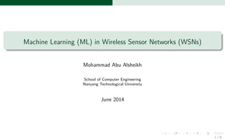 Machine Learning (ML) in Wireless Sensor Networks (WSNs) | PDF