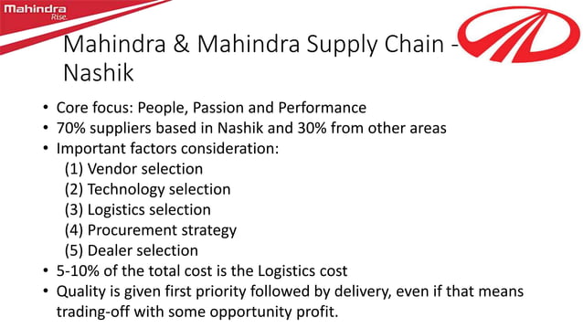 Mahindra & Mahindra - Nashik Plant Visit | PPTX