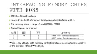 8085 Interfacing with I/O Devices or Memory | PPT