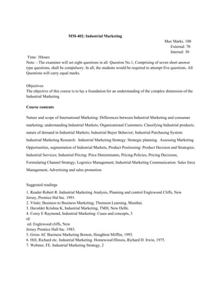 Industrial Marketing | DOCX