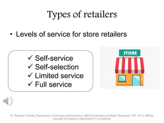 Marketing Management- II UNIT III Distribution Management: Retailing ...
