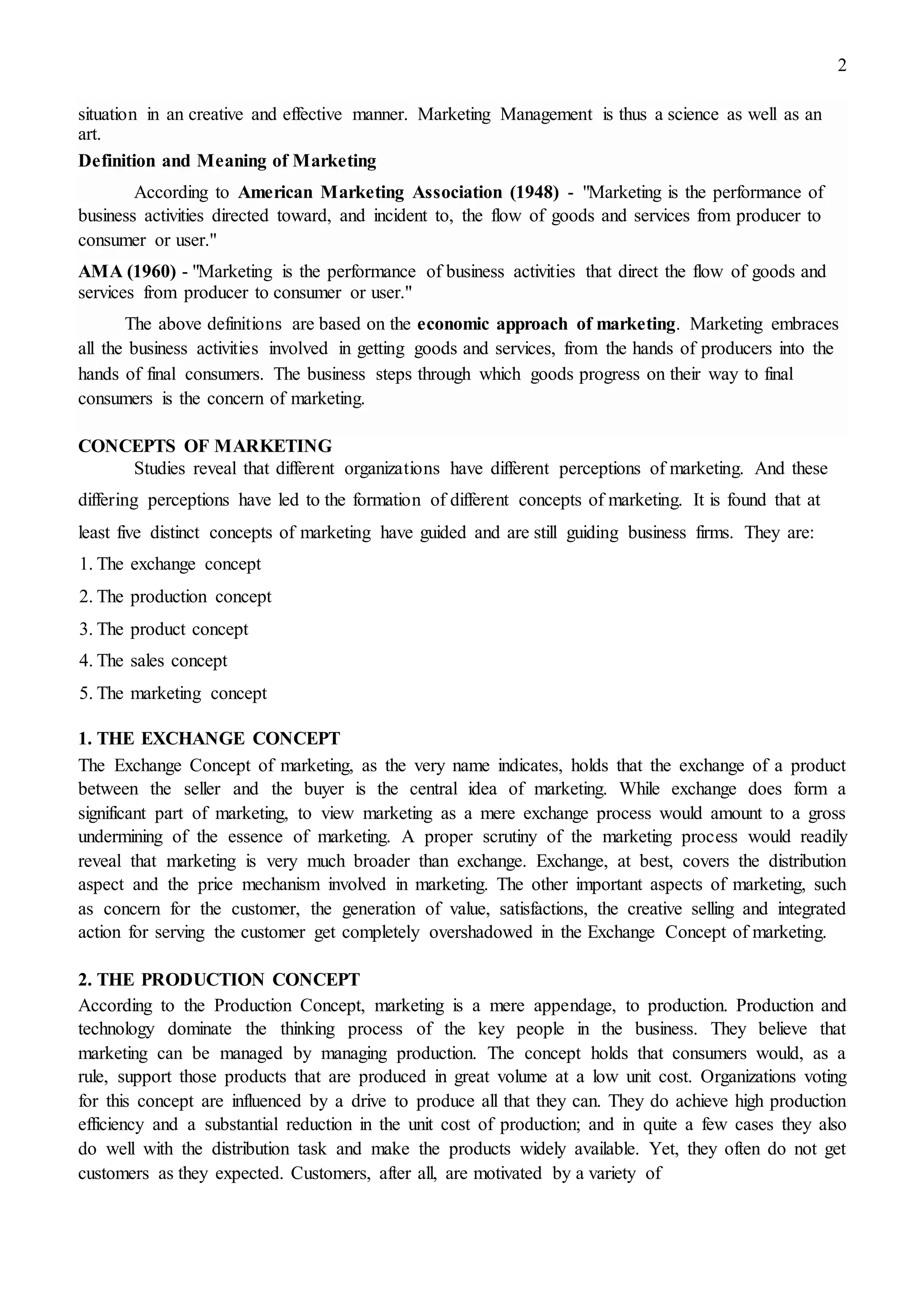 Marketing Management Notes | DOCX