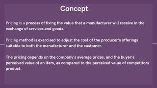 Pricing- Concept Factors Setting prices for new products Product-mix ...