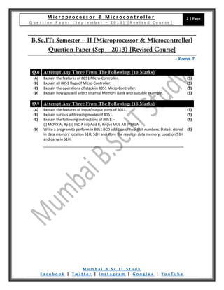 [Question Paper] Microprocessor and Microcontrollers (Revised Course ...