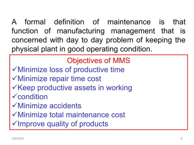 MAINTENANCE MANAGEMENT | PPTX