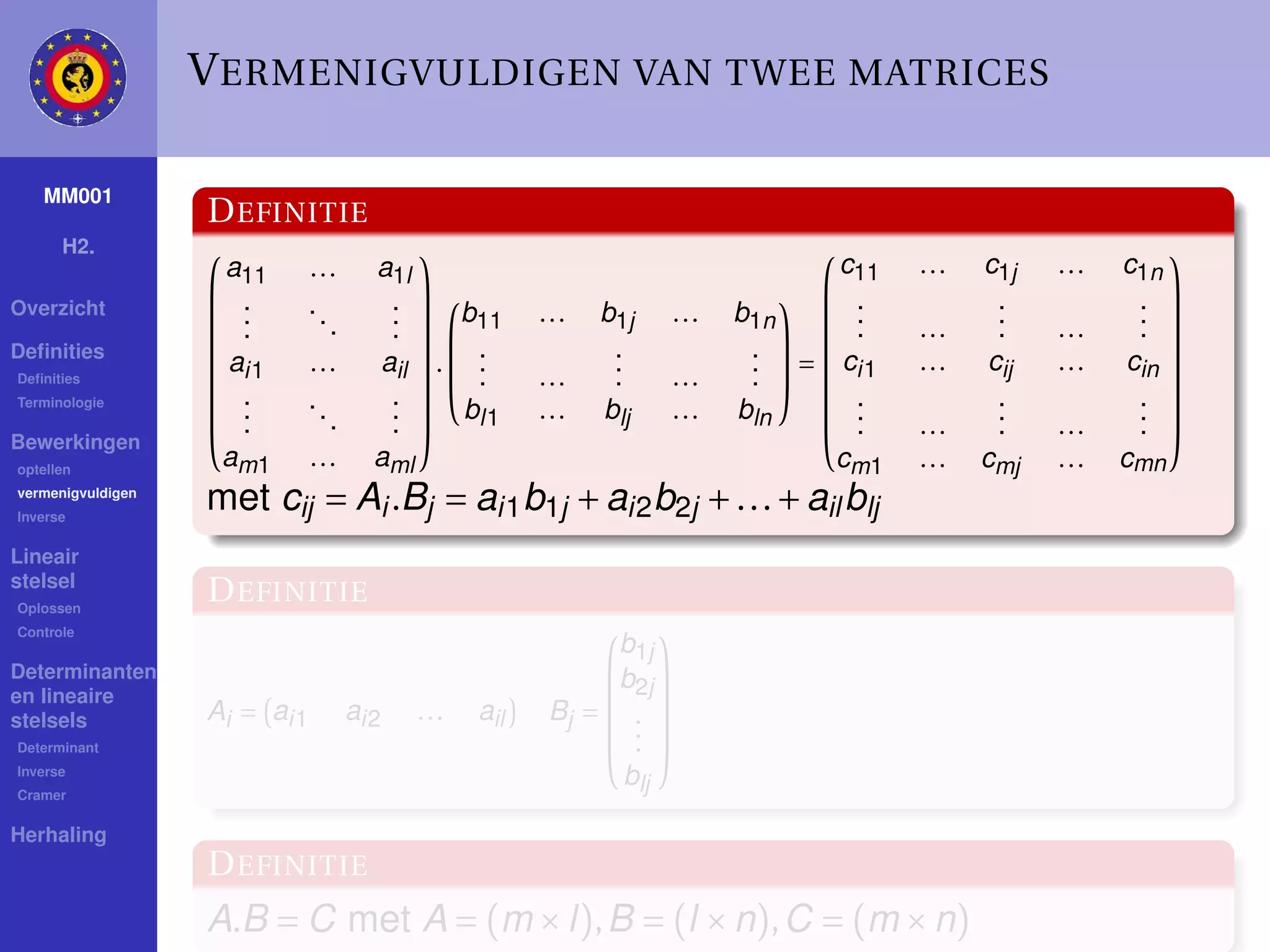 Math: matrices (Dutch) | PPT