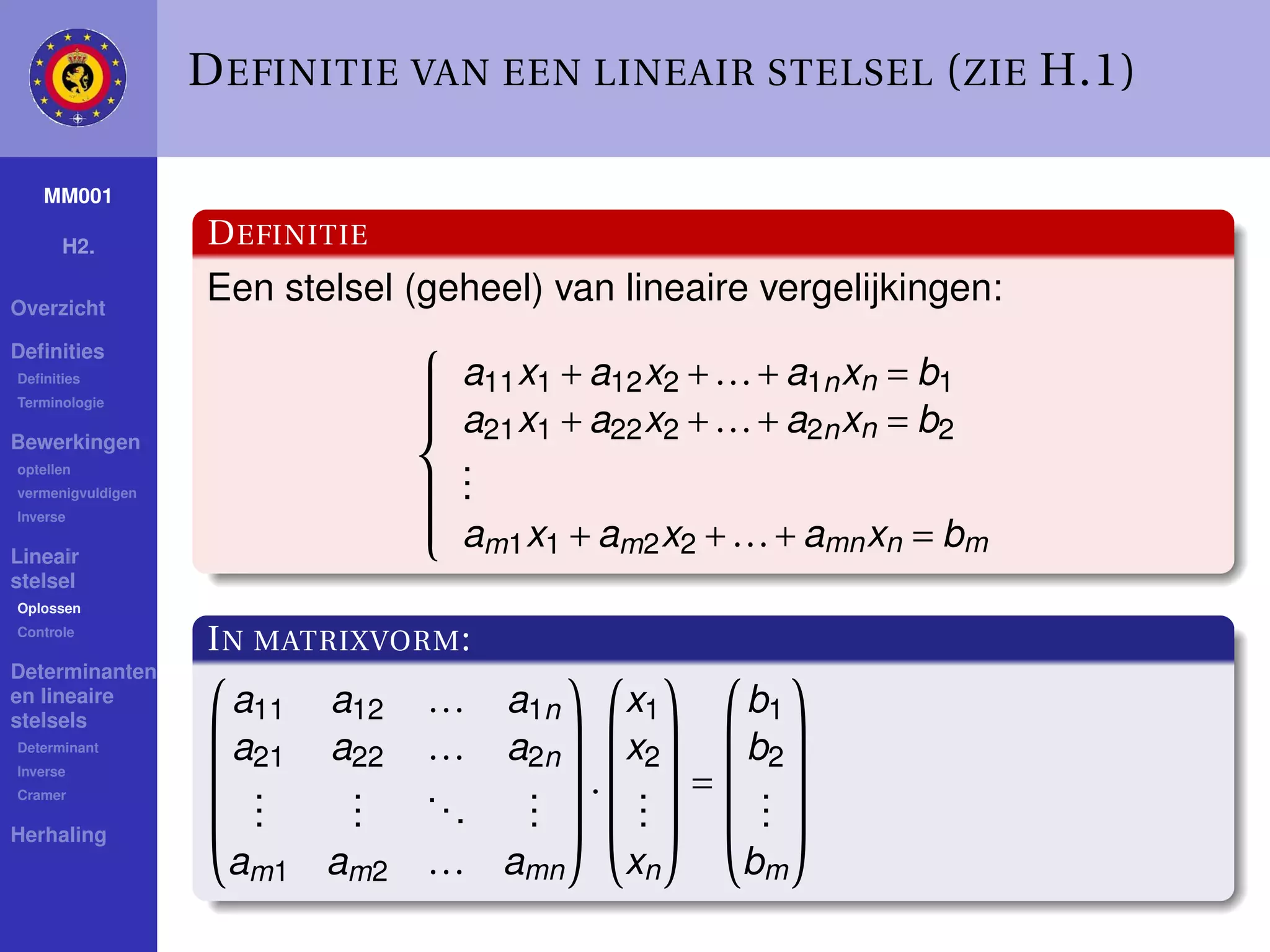 Math: matrices (Dutch) | PPT