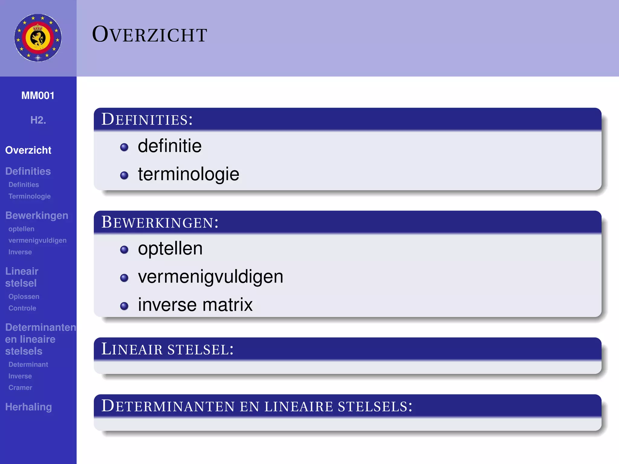 Math: matrices (Dutch) | PPT