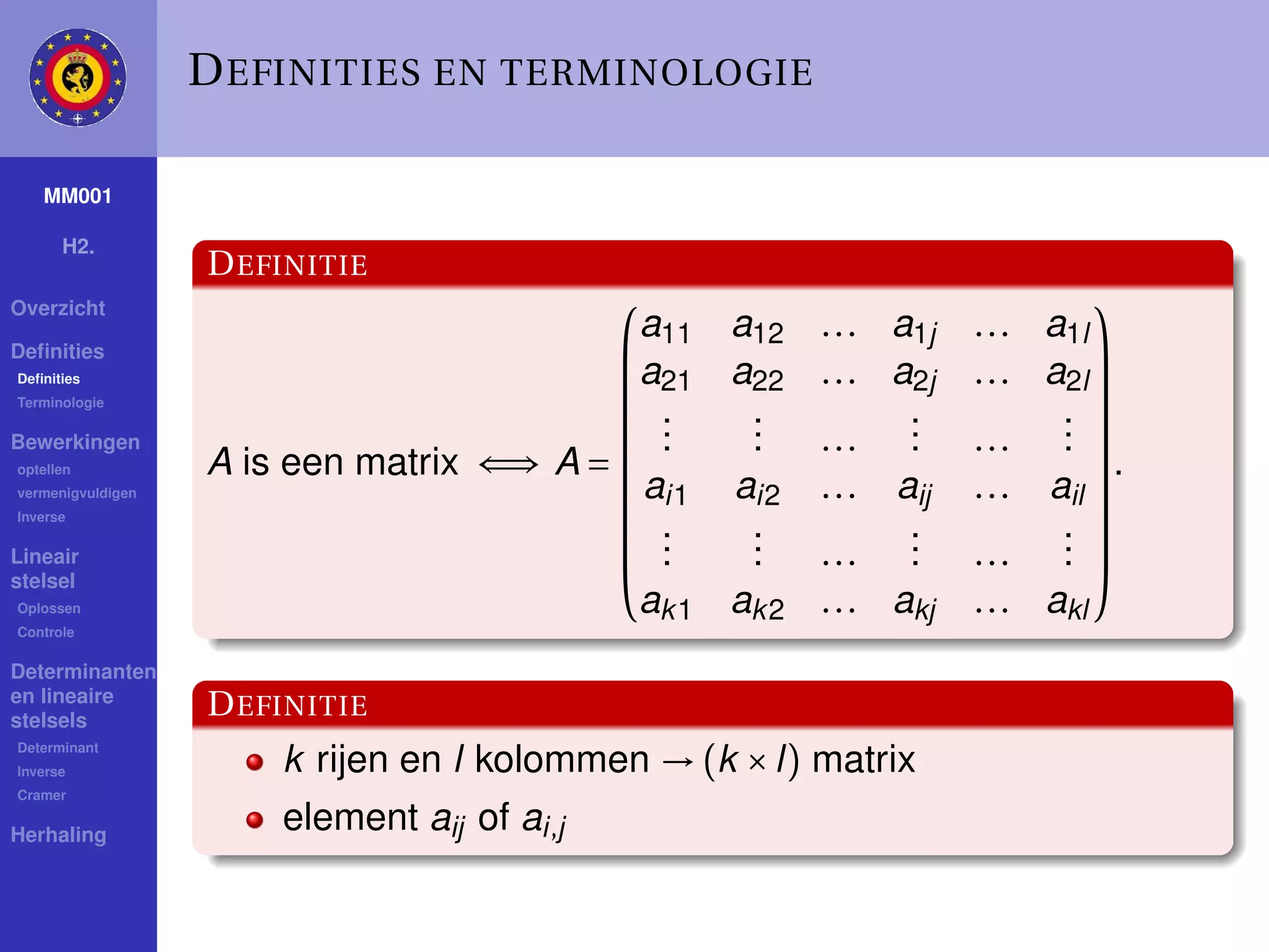 Math: matrices (Dutch) | PPT