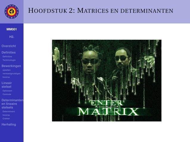Math: matrices (Dutch) | PPT