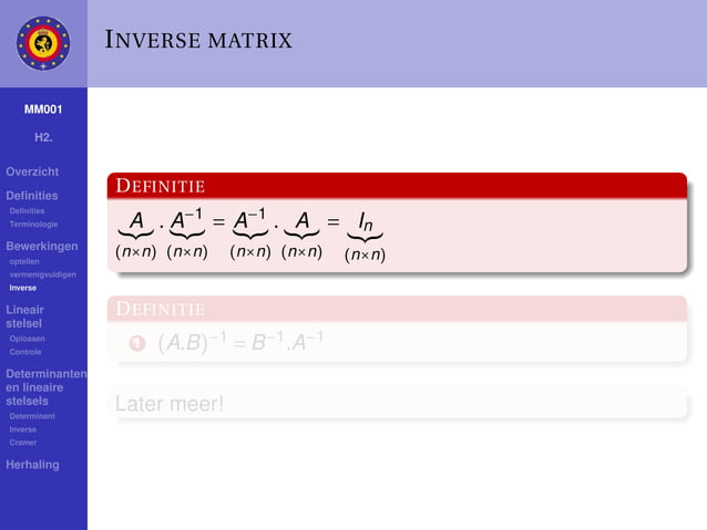 Math: matrices (Dutch) | PPT