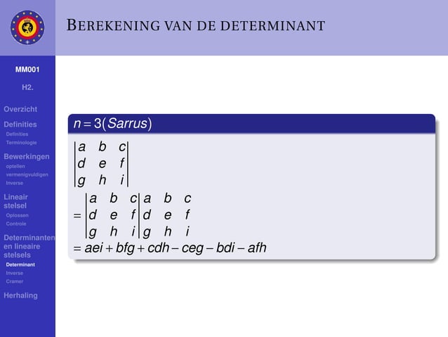 Math: matrices (Dutch) | PPT