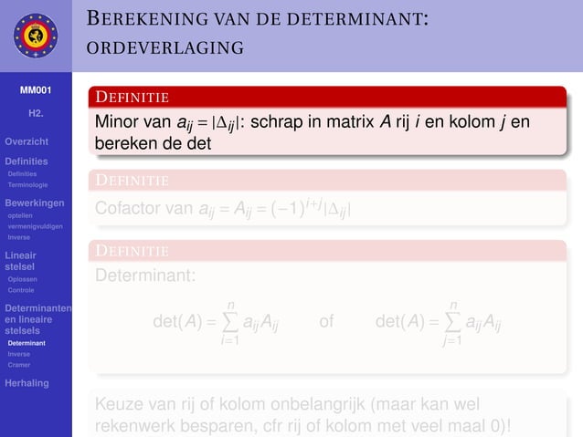 Math: matrices (Dutch) | PPT