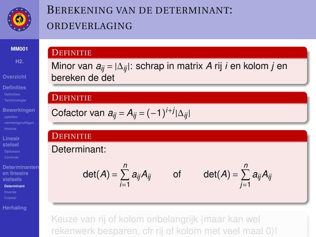Math: matrices (Dutch) | PPT