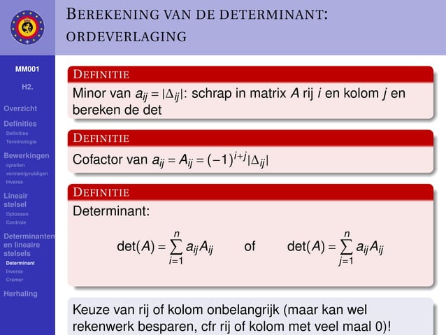 Math: matrices (Dutch) | PPT