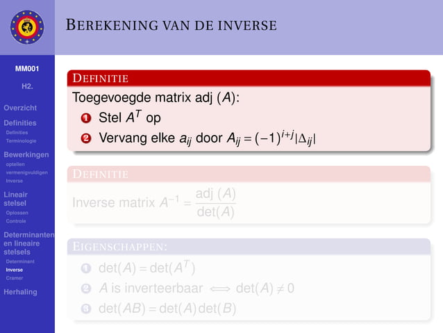 Math: matrices (Dutch) | PPT