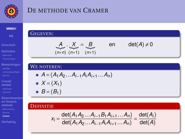 Math: matrices (Dutch) | PPT