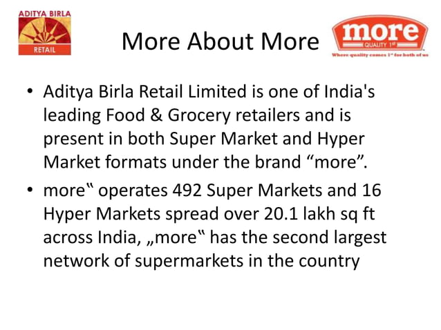 Ministry shopping - More - Aditya Birla | PPTX