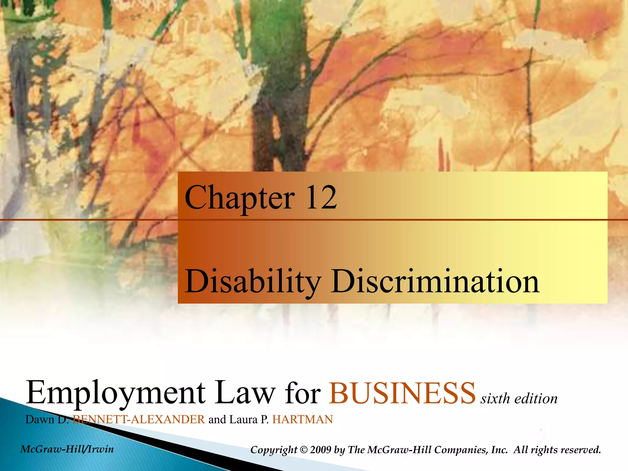 Mm411 chapter 12 disability discrimination power point outline | PPT