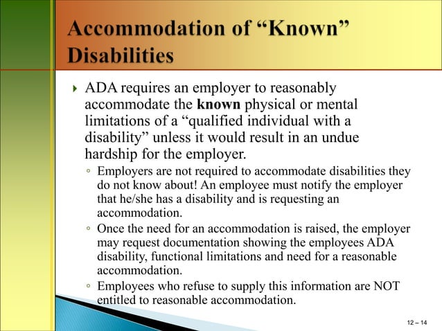 Mm411 chapter 12 disability discrimination power point outline | PPT