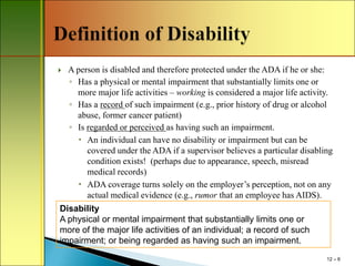 Mm411 chapter 12 disability discrimination power point outline | PPT