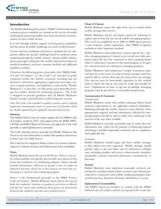 Mobile Marketing Association Code Of Conduct | PDF