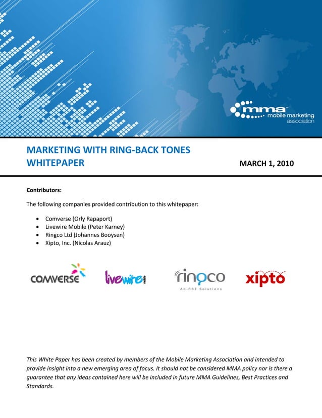 Mma ringback tone_whitepaper | PDF | Telecommunications Industry ...