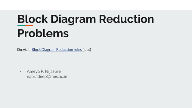block diagram reduction solved problems | PPTX