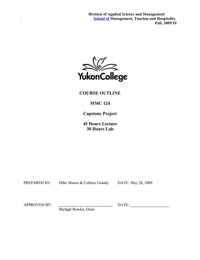 Mmc124 Capstone Project Course Outline Doc