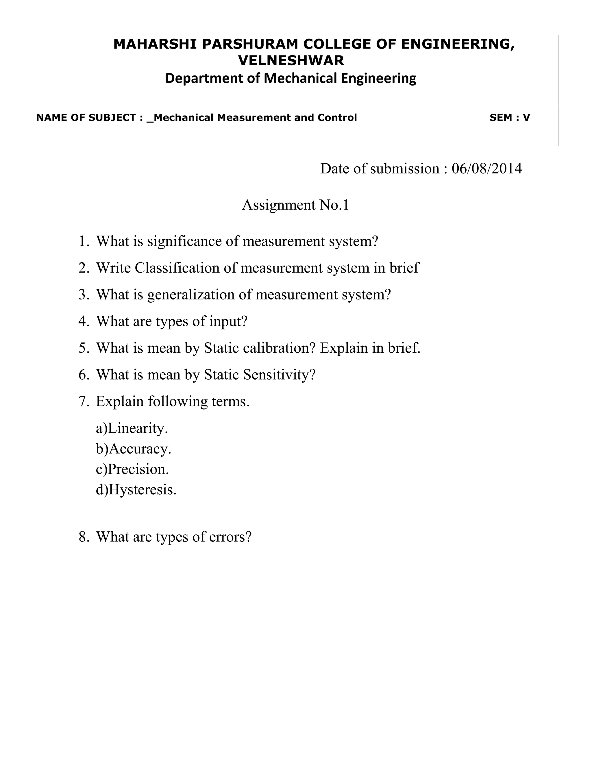 Mmc assignment 1 | PDF