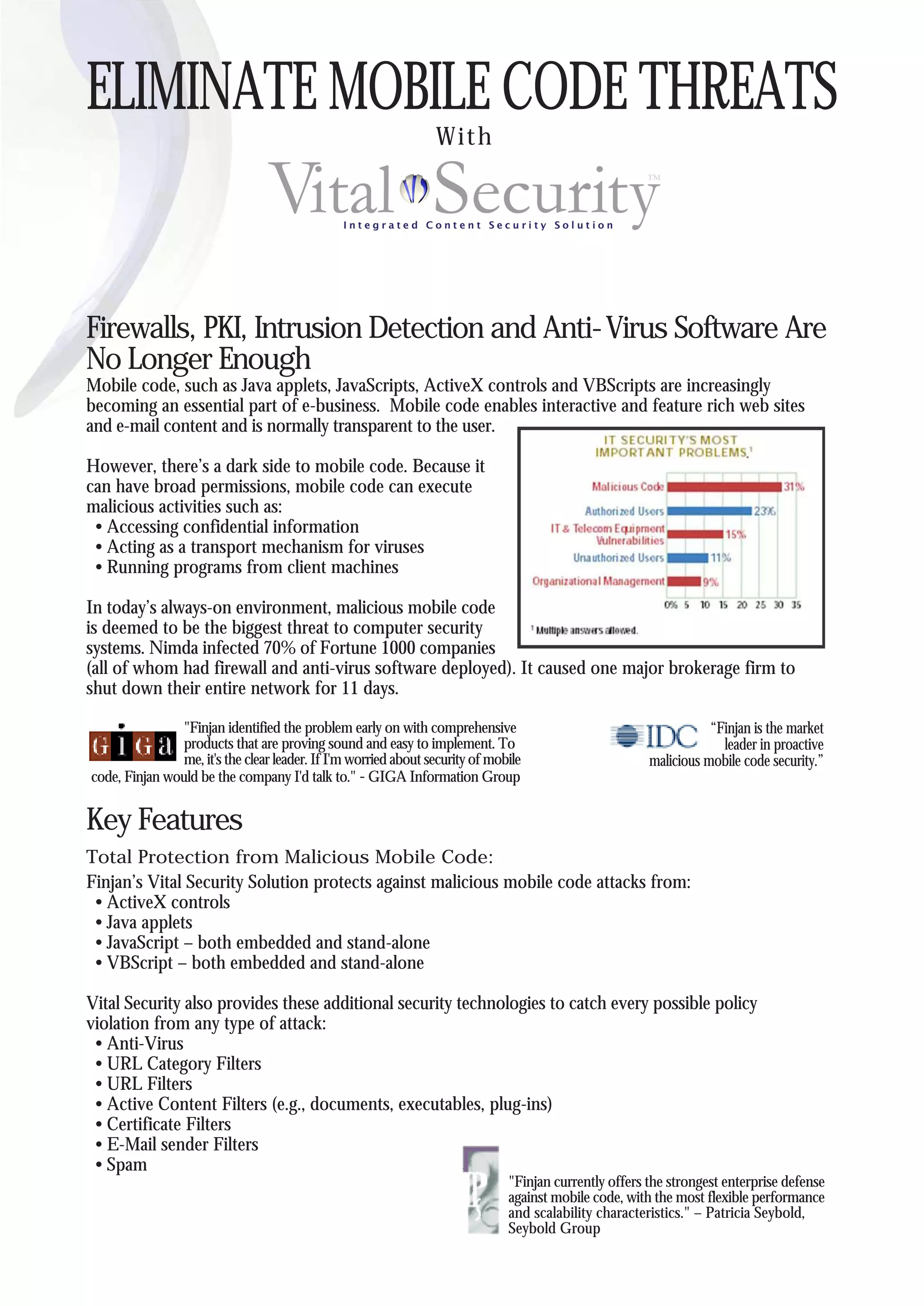Malicious Mobile Code Fact Sheet from Finjan | PDF