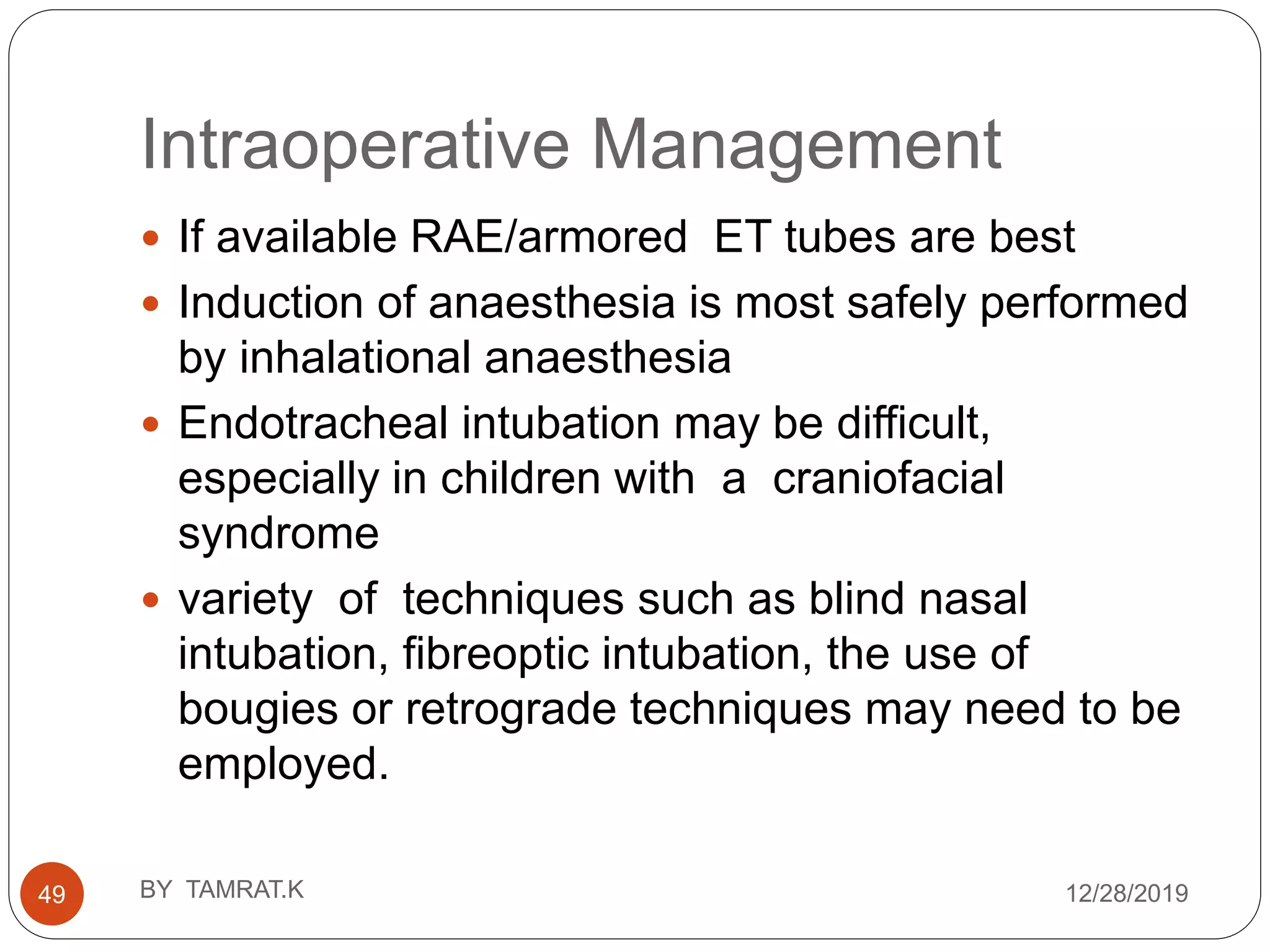 Anesthesia for Myelomeningocele,Hydrocephalus,Cleft Lip and Palate ...