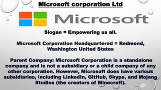 All about Microsoft Company in the Software | PPTX
