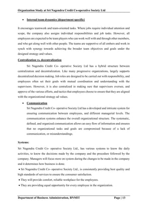 Organization study of credit co-operative society | PDF